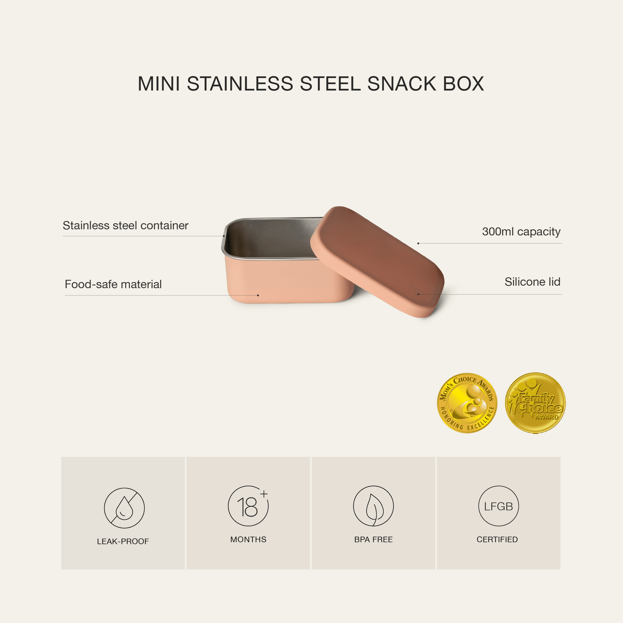Mini Stainless Steel snack box - Blush Pink – Citron